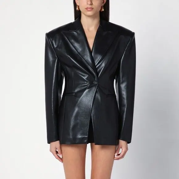 Andamane Polyester Leatherette Jacket - Black