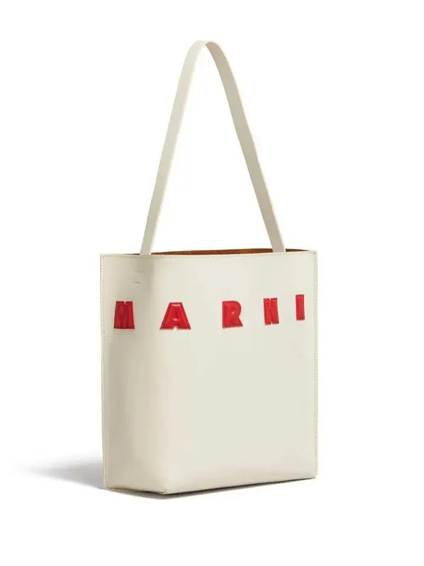 Marni Museo Tote Bag With Applique - White