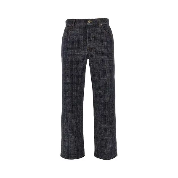Burberry Check Denim Loose Fit Jeans - Blue