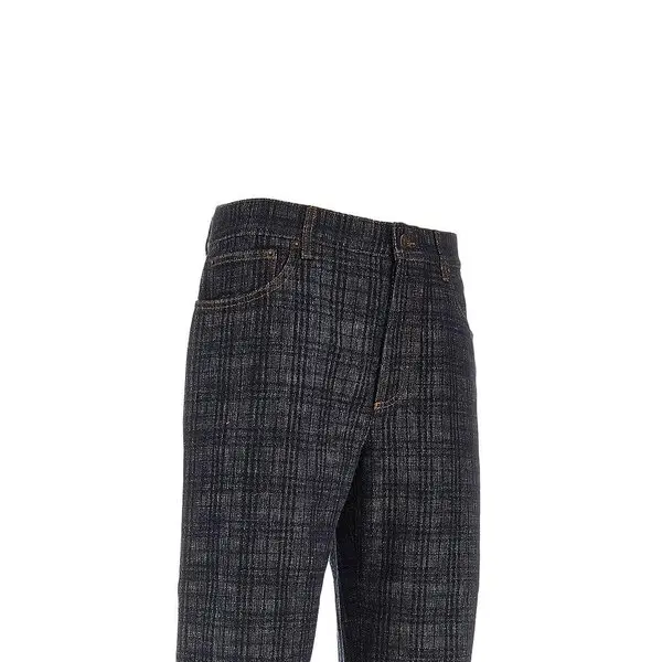 Burberry Check Denim Loose Fit Jeans - Blue