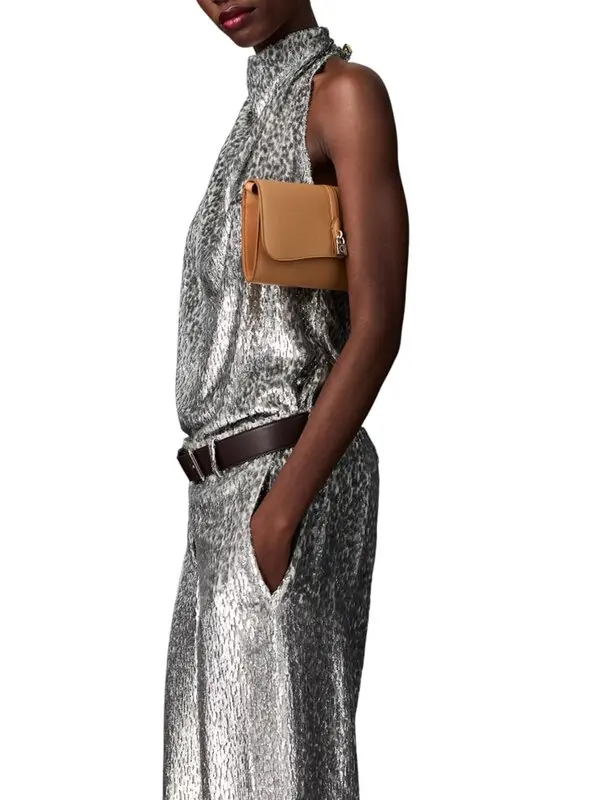 Stella McCartney Metallic Velvet Halterneck Top - Silver