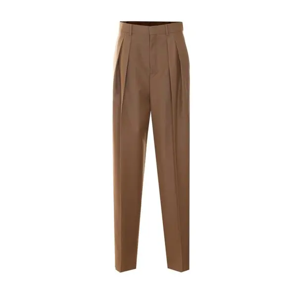 Saint Laurent Wool And Mohair Wide Pants - Brown