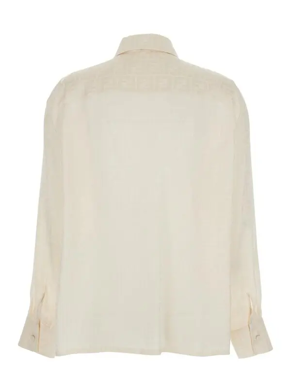 Fendi Shirt With Pointed Collar And Ff Motif In White Silk For