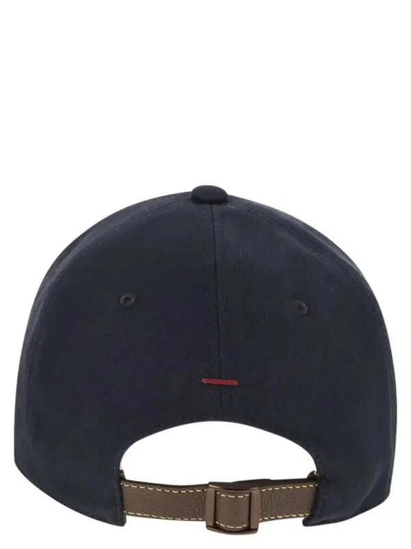 Brunello Cucinelli Baseball Cap In Garment-dyed Twisted Cotton Gabardine With Embroidered Logo - Blue