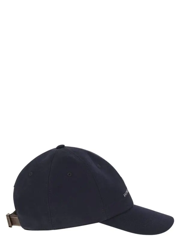 Brunello Cucinelli Baseball Cap In Garment-dyed Twisted Cotton Gabardine With Embroidered Logo - Blue