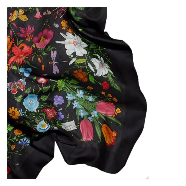 Gucci Printed Gg Wool Silk Shawl