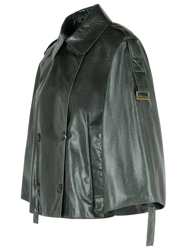 Max Mara Tenace' Grey Leather Jacket