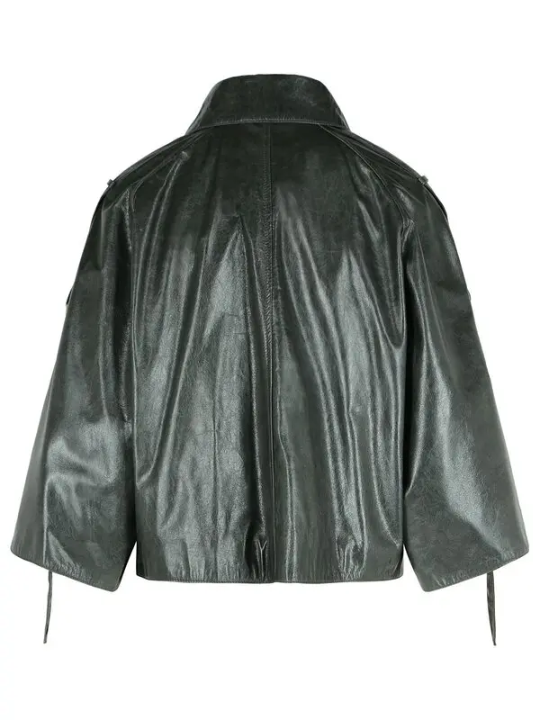 Max Mara Tenace' Grey Leather Jacket