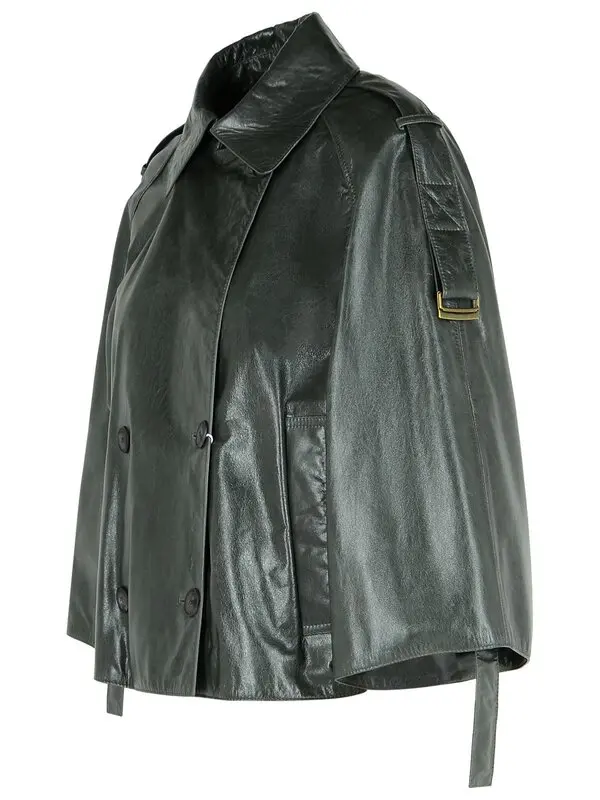 Max Mara Tenace Leather Jacket - Gray