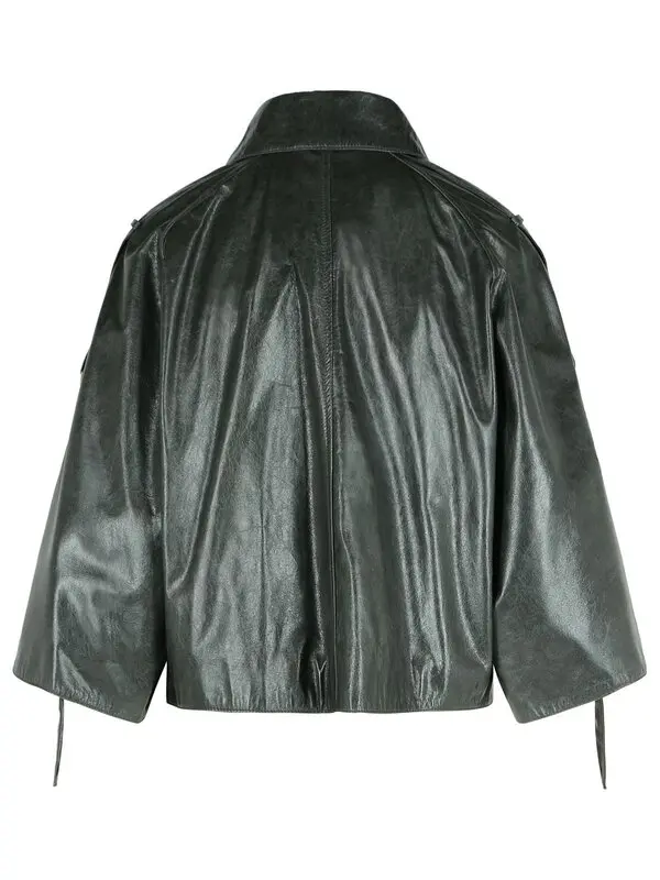 Max Mara Tenace Leather Jacket - Gray