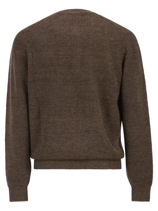 Brunello Cucinelli Cotton And Linen Half-ribbed Crew Neck Jumper