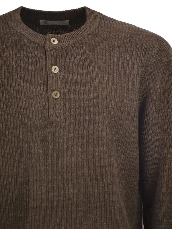 Brunello Cucinelli Cotton And Linen Half-ribbed Crew Neck Jumper