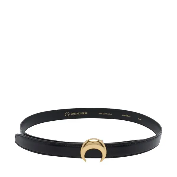 MARINE SERRE Leather Moon Belt - Black