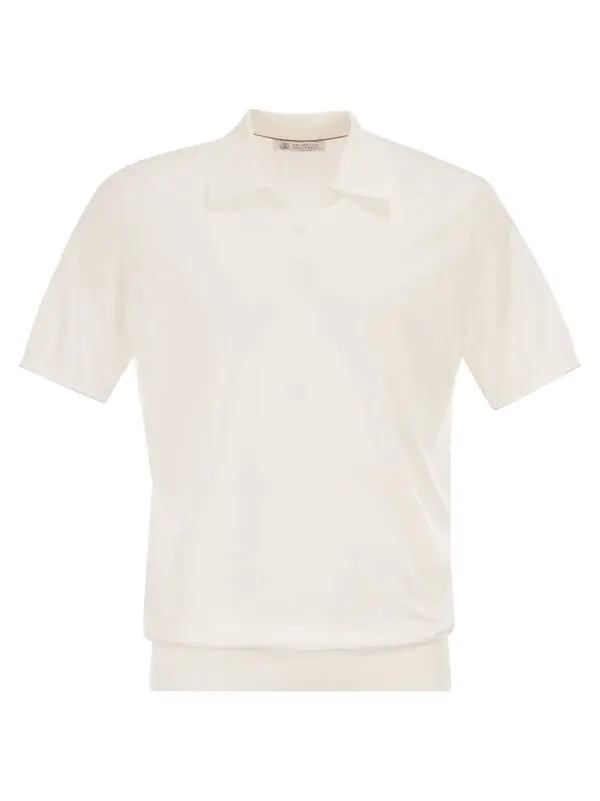 Brunello Cucinelli Cotton Polo Style Sweater - White