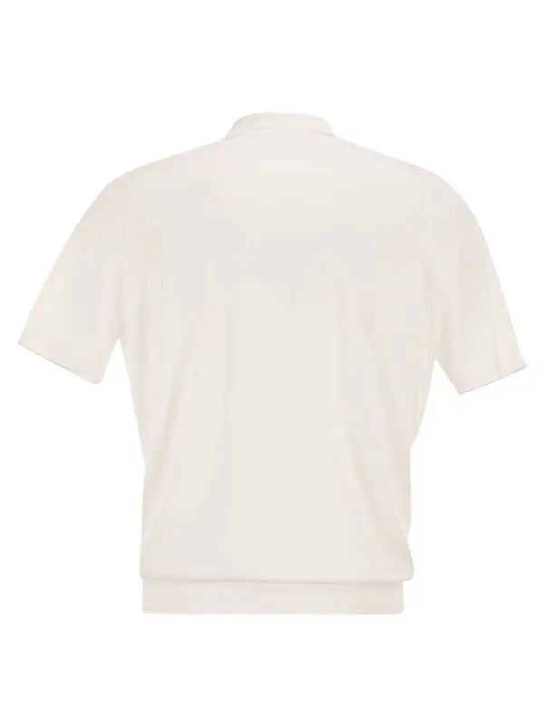 Brunello Cucinelli Cotton Polo Style Sweater - White