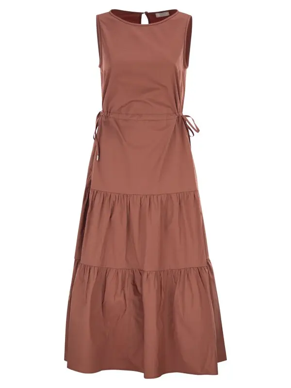Peserico Sleeveless Stretch Cotton Midi Dress - Red