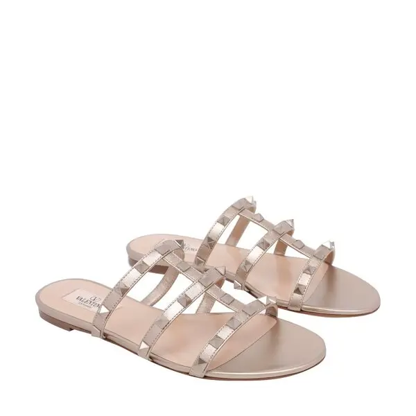 Valentino Garavani Rockstud Slide Sandals - Gold