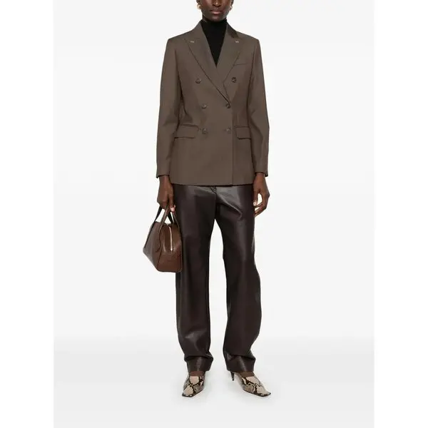 Max Mara Virgin Wool Peak Lapel Double-breasted Jacket - Brown