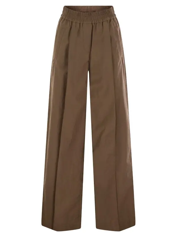 Brunello Cucinelli Loose Fit Cotton Trousers - Brown