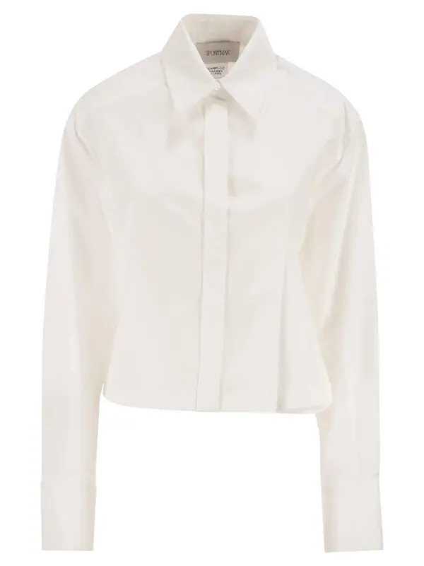 Sportmax Cropped Poplin Shirt With Asymmetrical Pleats - White