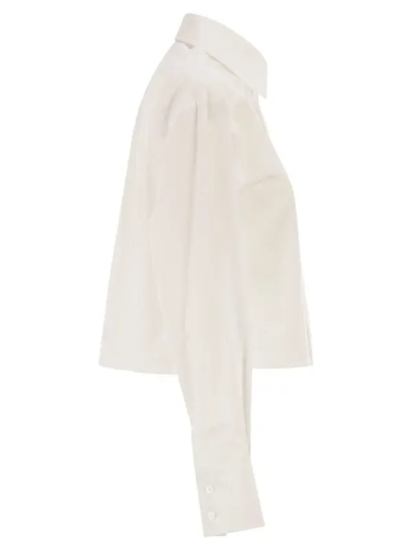 Sportmax Cropped Poplin Shirt With Asymmetrical Pleats - White