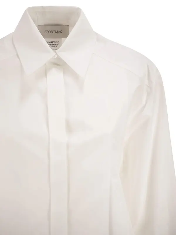 Sportmax Cropped Poplin Shirt With Asymmetrical Pleats - White