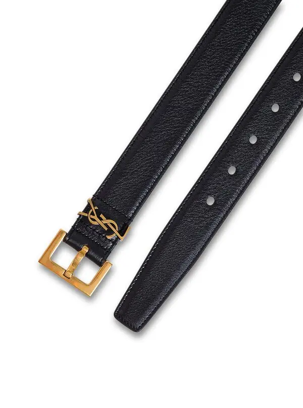 Saint Laurent Leather Belt With Logo Buckle