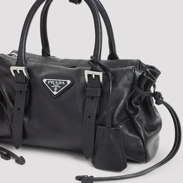 Prada Calf Leather Top-handle Bag - Black