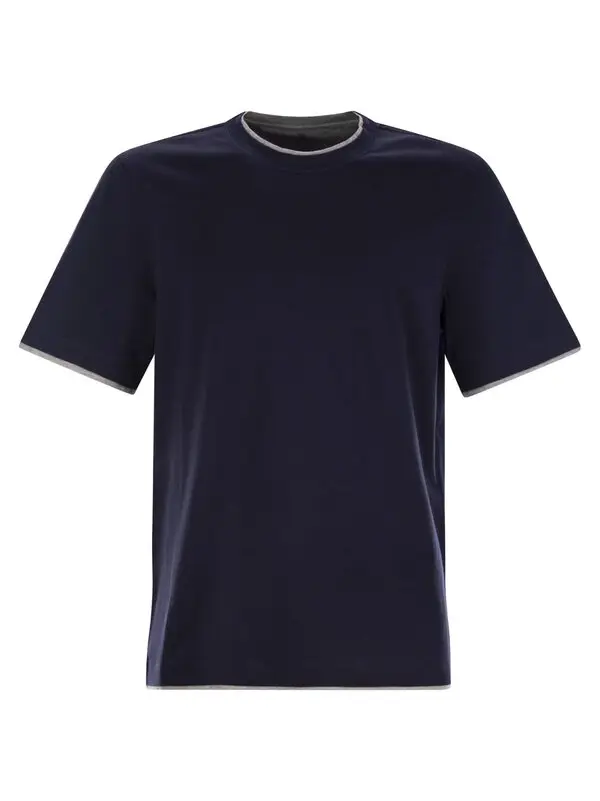 Brunello Cucinelli Slim Fit Crew-neck T-shirt In Lightweight Cotton Jersey - Blue