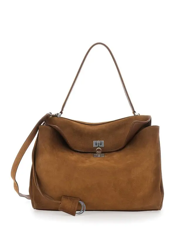 Balenciaga Shoulder Bag 'rodeo Media' With Removable Strap In Suede For - Brown