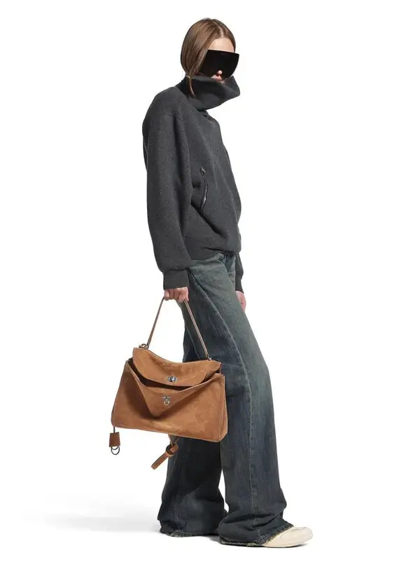 Balenciaga Shoulder Bag 'rodeo Media' With Removable Strap In Suede For - Brown