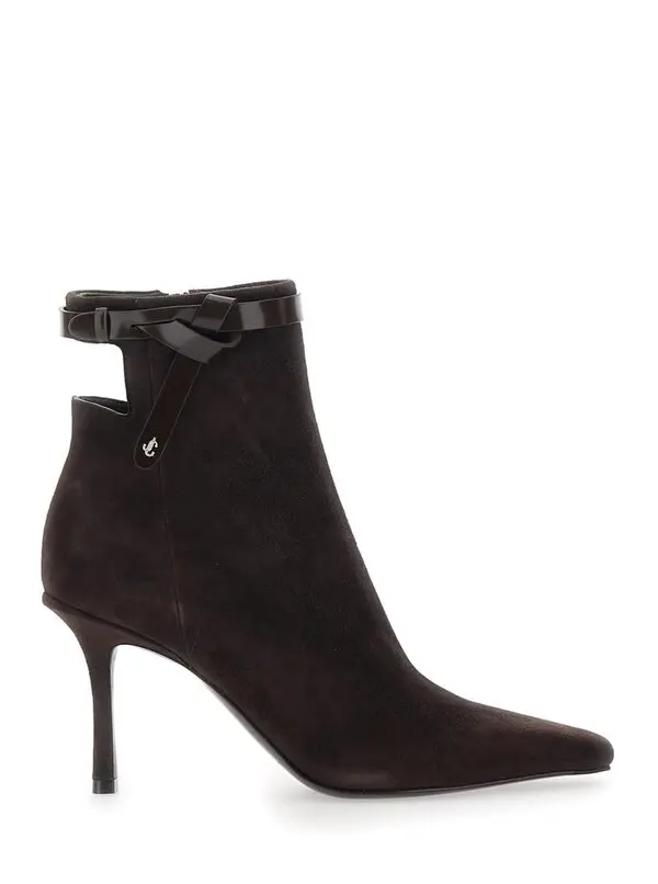 JIMMY CHOO Camie' Brown Ankle Boots With Knot Detail In Suede - Multicolor