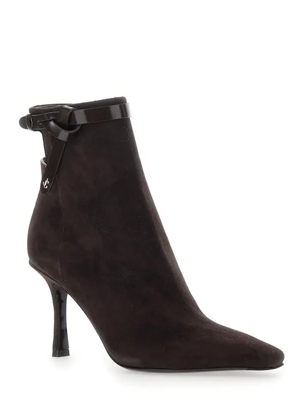 JIMMY CHOO Camie' Brown Ankle Boots With Knot Detail In Suede - Multicolor