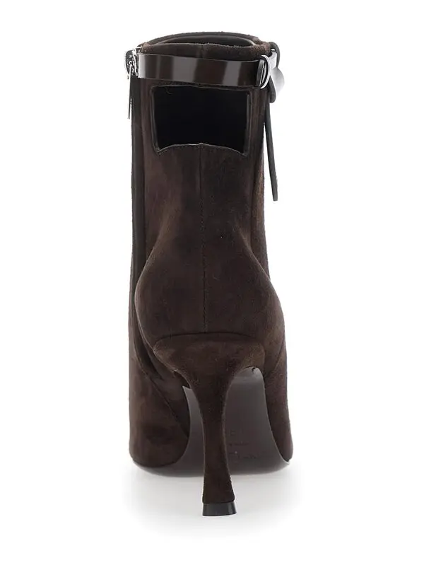 JIMMY CHOO Camie' Brown Ankle Boots With Knot Detail In Suede - Multicolor