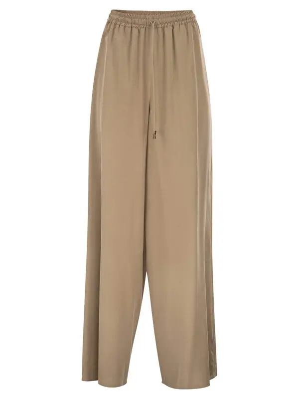 Max Mara Mxmgenero Wide-leg Trousers In Washed Silk - Multicolor