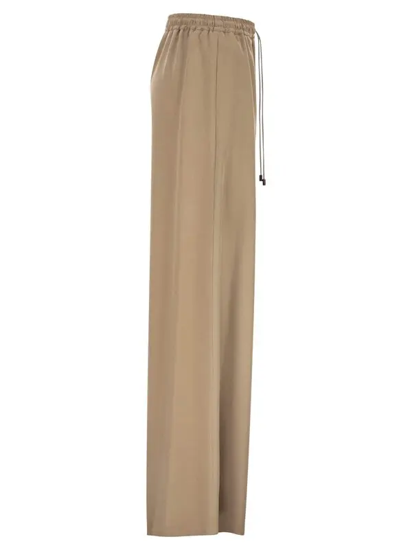 Max Mara Mxmgenero Wide-leg Trousers In Washed Silk - Multicolor