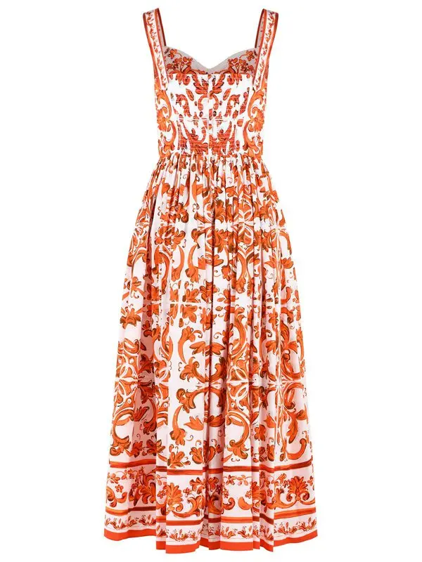 Dolce & Gabbana Maiolica Cotton Maxi Dress