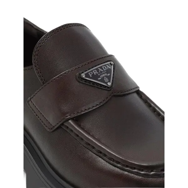 Prada Leather Loafers - Brown