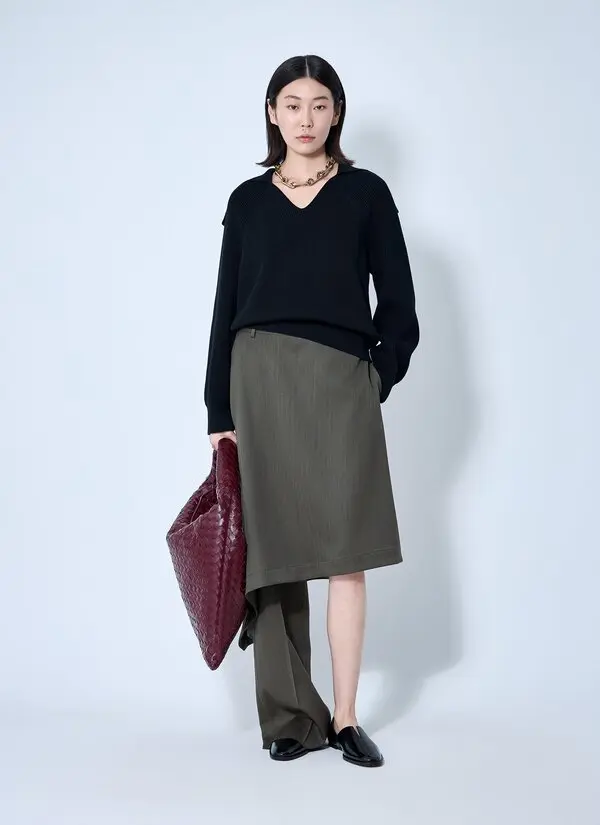 Bottega Veneta Cotton Ribbed Spread Collar Sweater