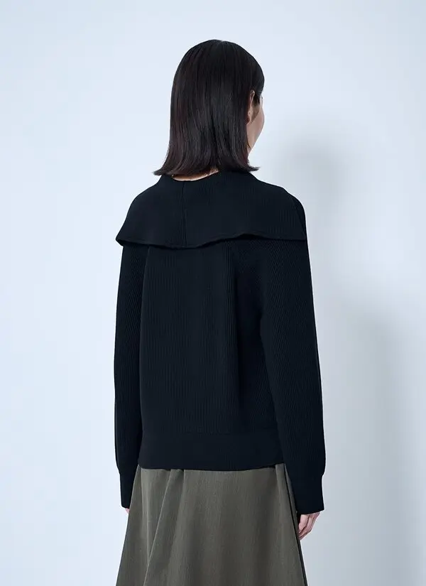 Bottega Veneta Cotton Ribbed Spread Collar Sweater