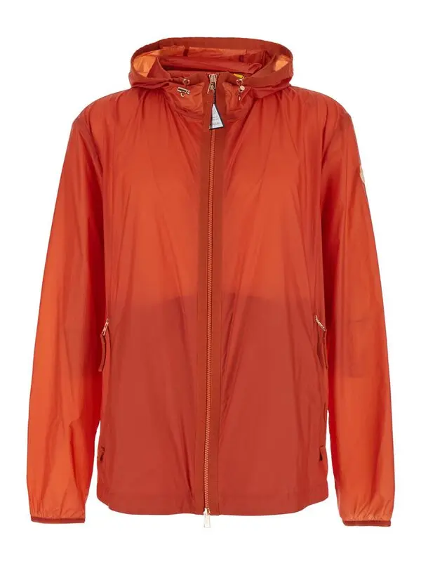 Moncler Hamlin' Red Jacket With Logo Plaque On The Zip Puller And Logo Patch On The Sleeve In Tech Fabric - Multicolor