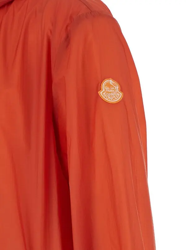 Moncler Hamlin' Red Jacket With Logo Plaque On The Zip Puller And Logo Patch On The Sleeve In Tech Fabric