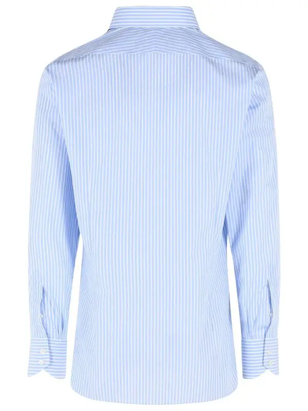 TOM FORD Light And White Cotton Shirt - Blue