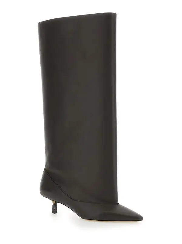 Jacquemus Les Bottes Tourni' Brown Boots With Pointed Toe And Low Stiletto Heel In Leather - Multicolor