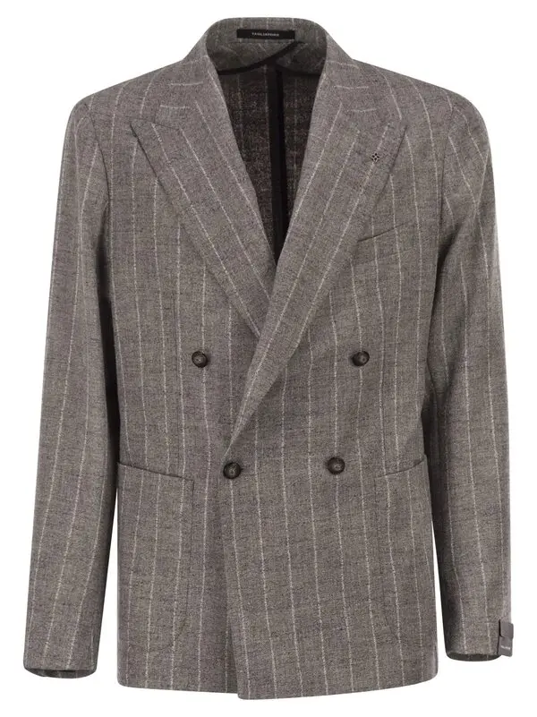 Tagliatore Double-breasted Jacket In Alpaca And Linen - Gray
