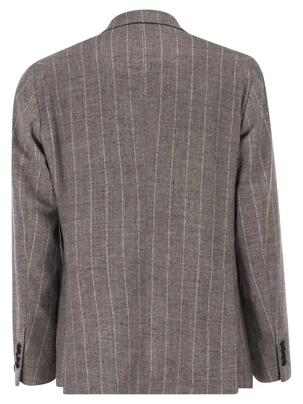 Tagliatore Double-breasted Alpaca And Linen Jacket - Gray