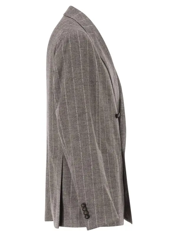 Tagliatore Double-breasted Alpaca And Linen Jacket - Gray