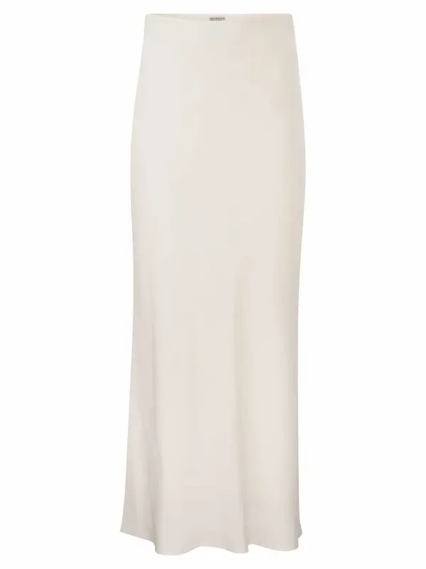 Brunello Cucinelli Viscose And Linen Long Pencil Skirt - Cream