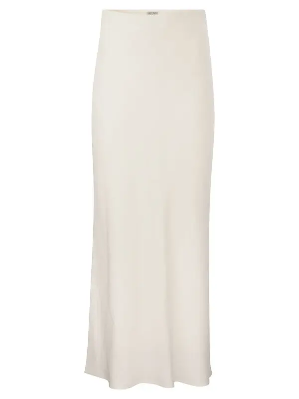 Brunello Cucinelli Viscose And Linen Long Pencil Skirt - Cream