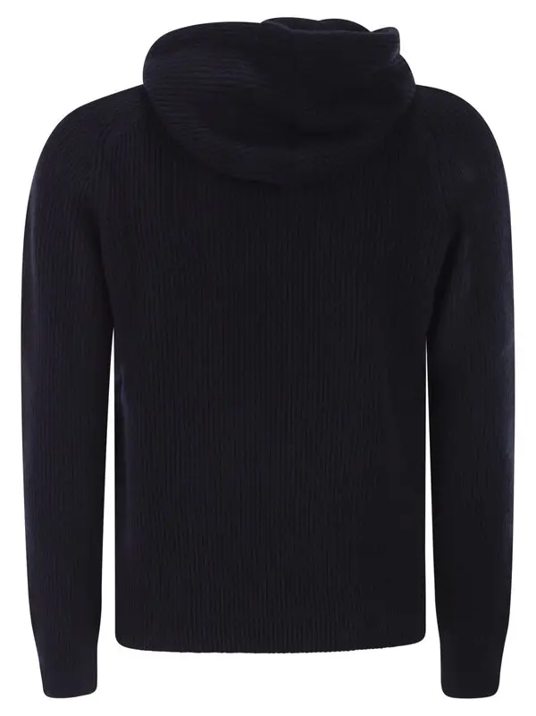 Tagliatore Ribbed Hooded Jumper - Blue